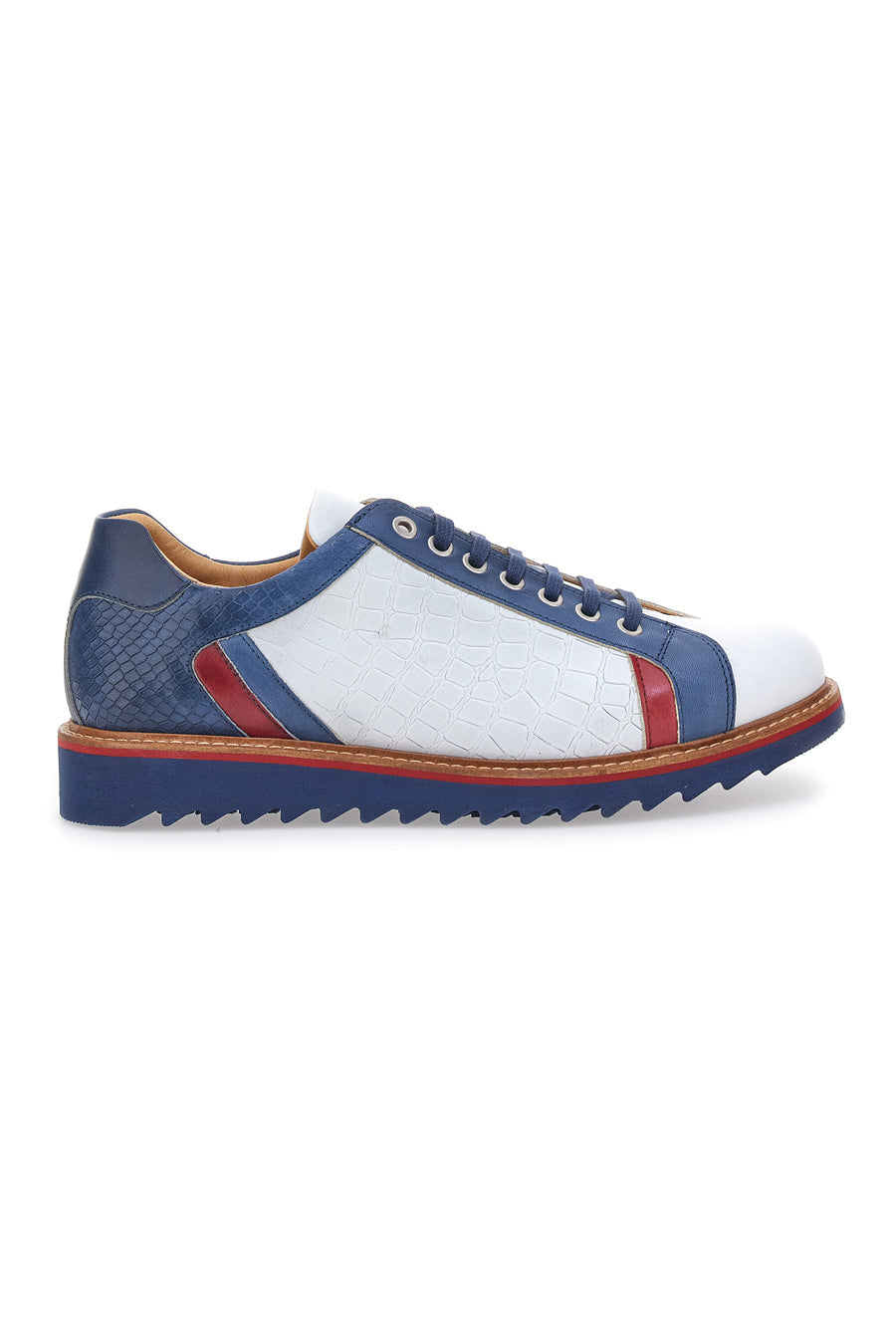 Scarpe Stringate Bianche e Blu In Vera Pelle Made in Italy Pittarello ...